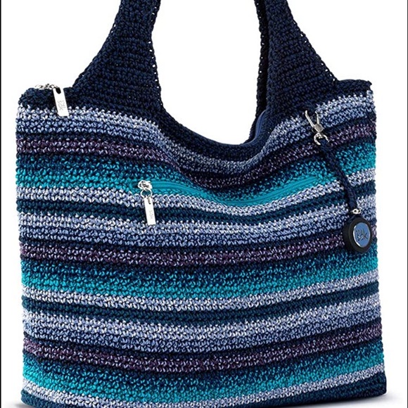 The Sak | Bags | The Sak Blue Lapis Stripe Lg Crochet Tote Nwt | Poshmark